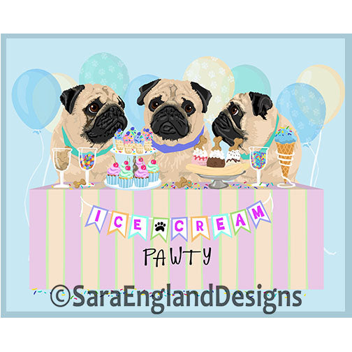 Pug - Ice Cream Pawty - Fawn — Sara England Designs