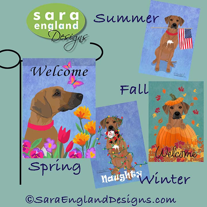 Rhodesian Ridgeback Four Seasons Flag Set - Set of 4 Flags - One Prede ...