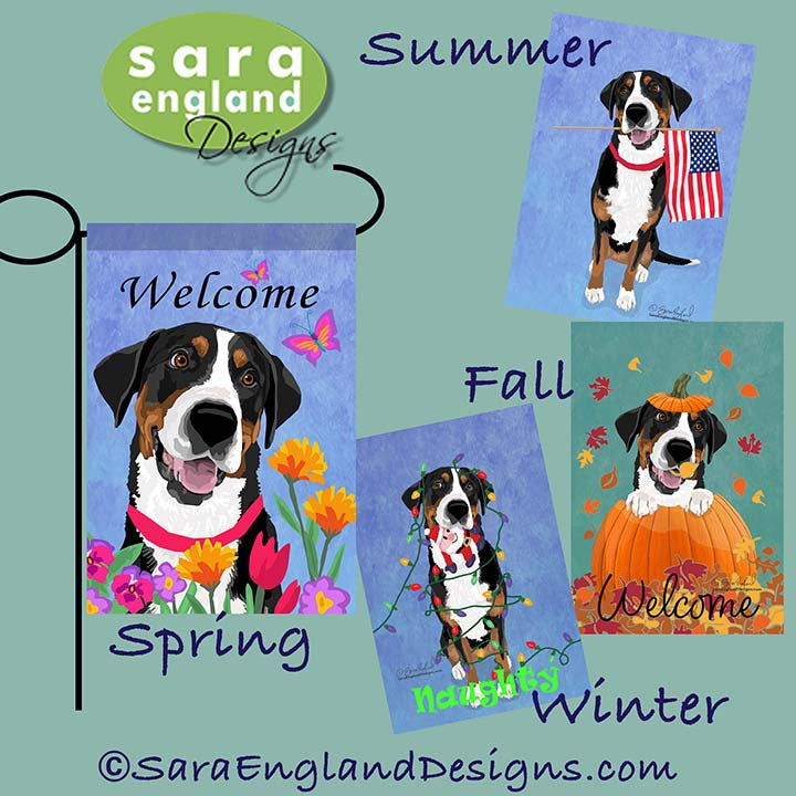 Greater Swiss Mountain Dog Four Seasons Flag Set - Set of 4 Flags - On ...