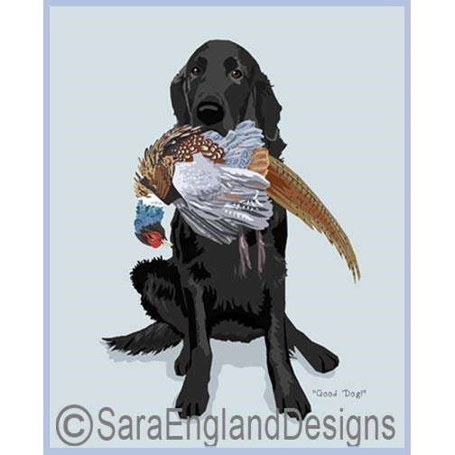 Flat Coated Retriever - Good Dog Pheasant - Two Versions - Black — Sara ...