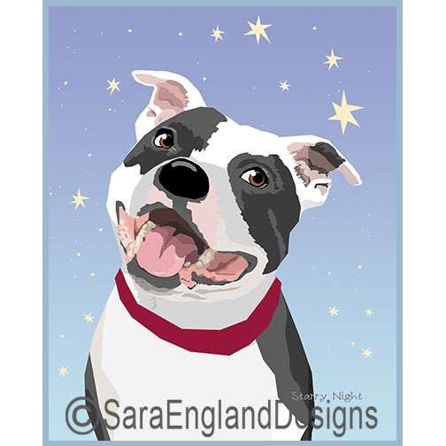 Staffordshire Bull Terrier - Starry Night - Two Versions - Black & Whi ...